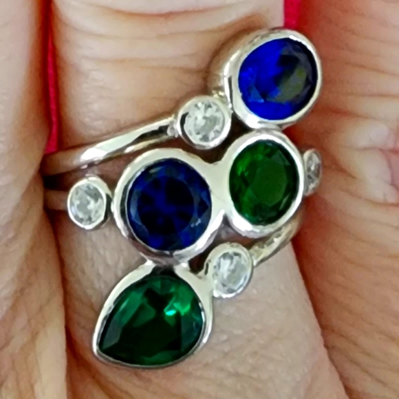Lia Sophia | Jewelry | Emerald Green And Bright Blue Waterfall Ring Set ...